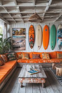 23 Beach Style Living Rooms With Surf Decor | Housetodecor.com