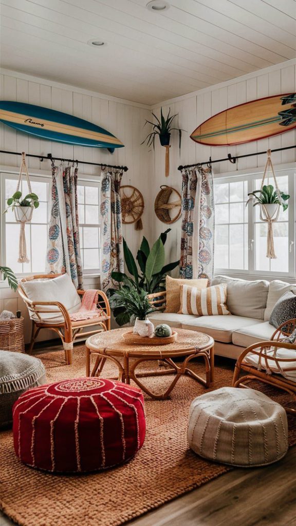 23 Beach Style Living Rooms With Surf Decor | Housetodecor.com