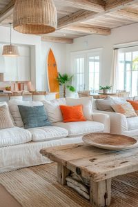 23 Beach Style Living Rooms With Surf Decor | Housetodecor.com
